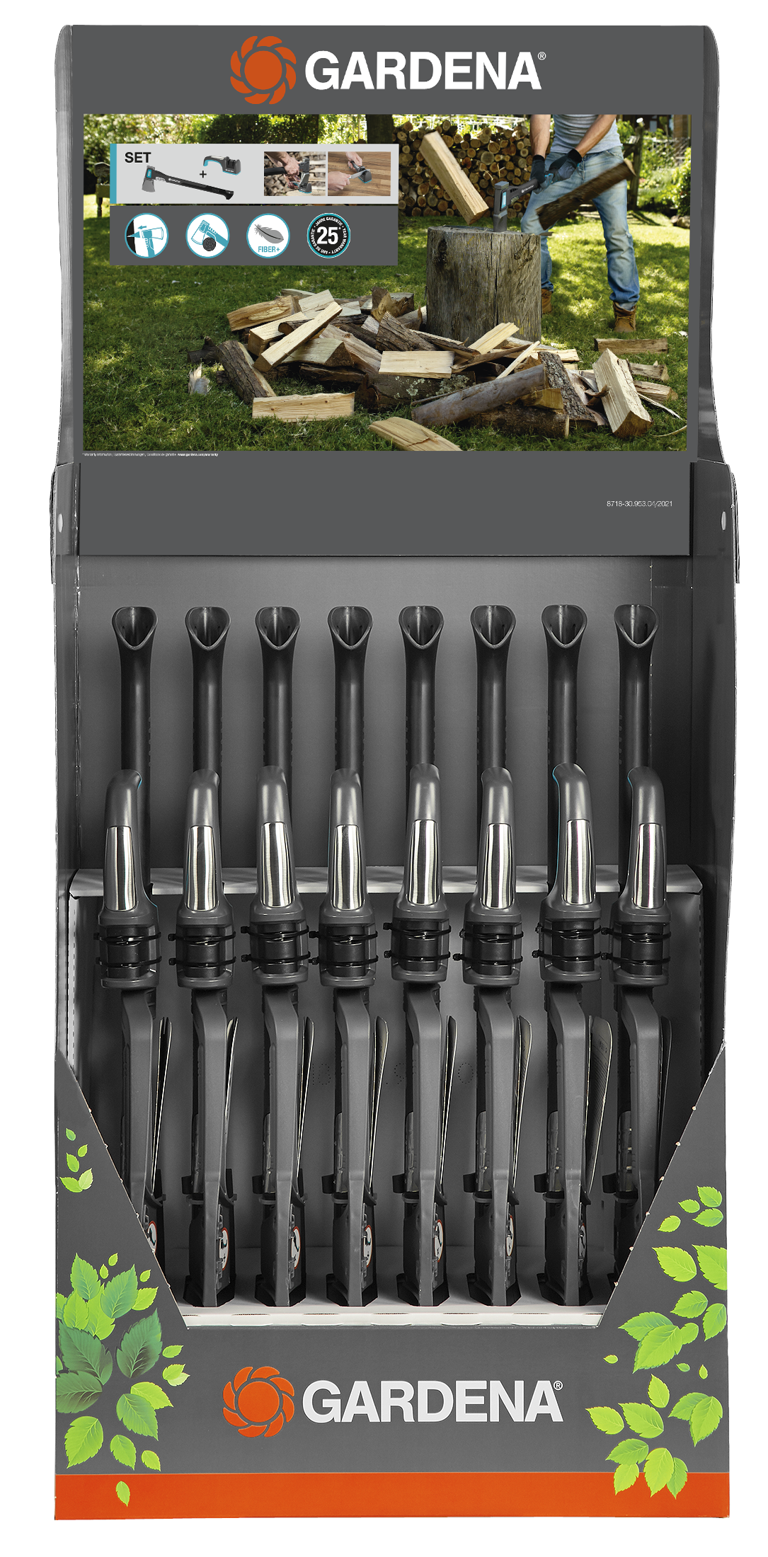 Splitting Axe 1600S + Sharpener Display | GARDENA